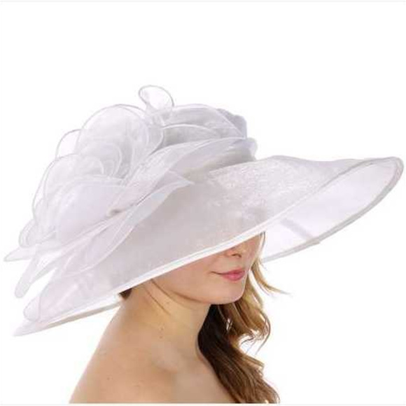 Accessories | Large Flower Dress Hat White | Poshmark